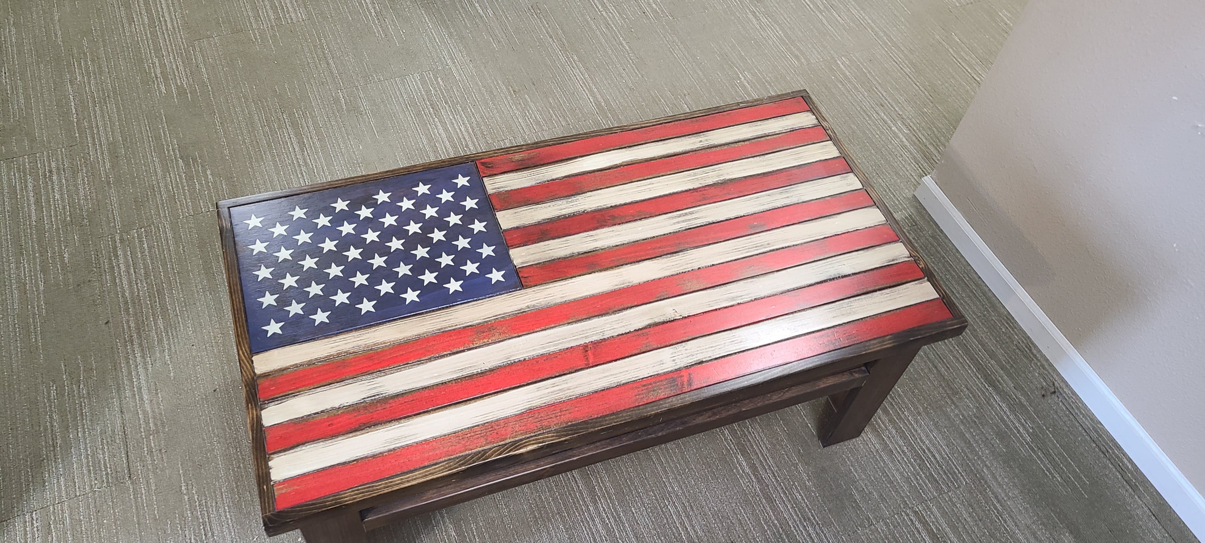 Rustic American Flag Gun Concealment Coffee Table– Liberty Home Concealment