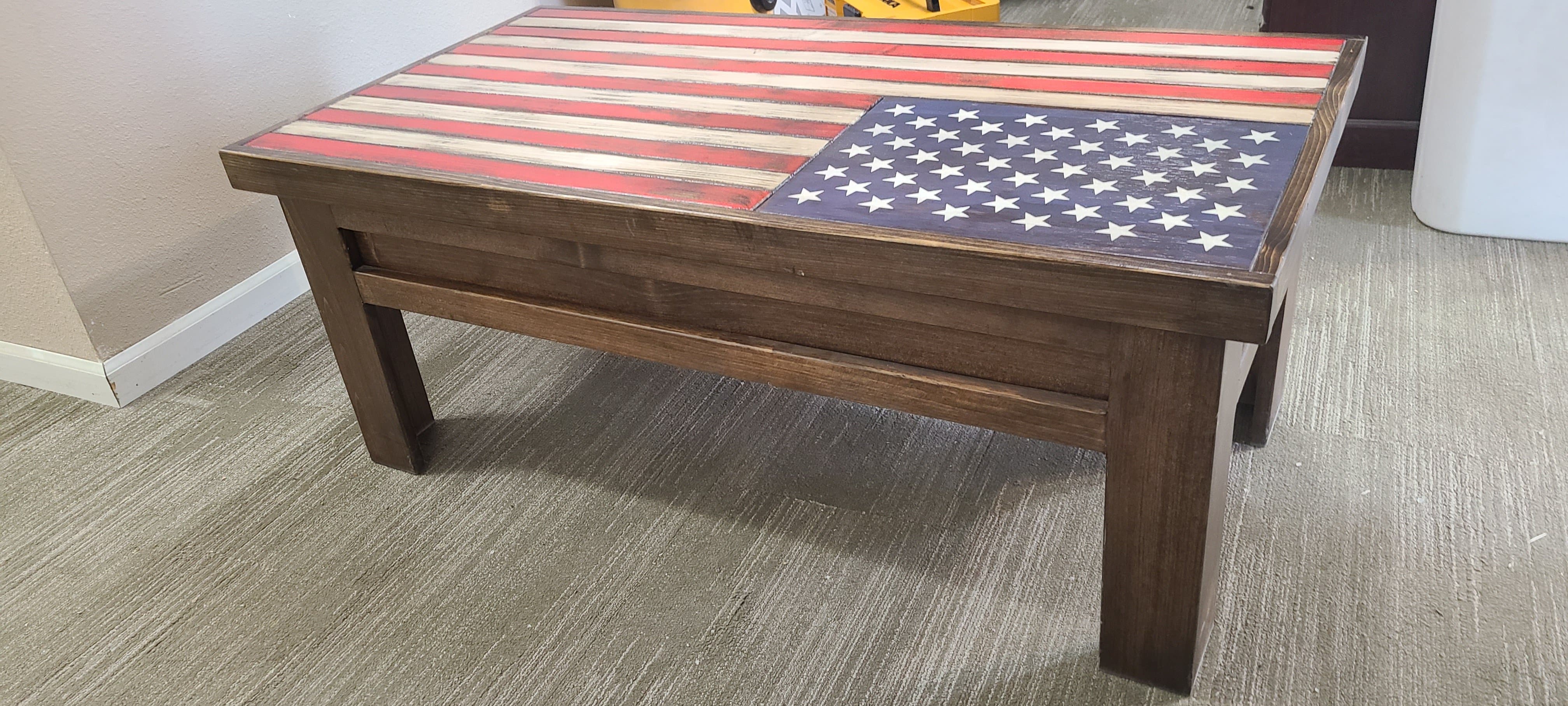 Rustic American Flag Gun Concealment Coffee Table– Liberty Home Concealment
