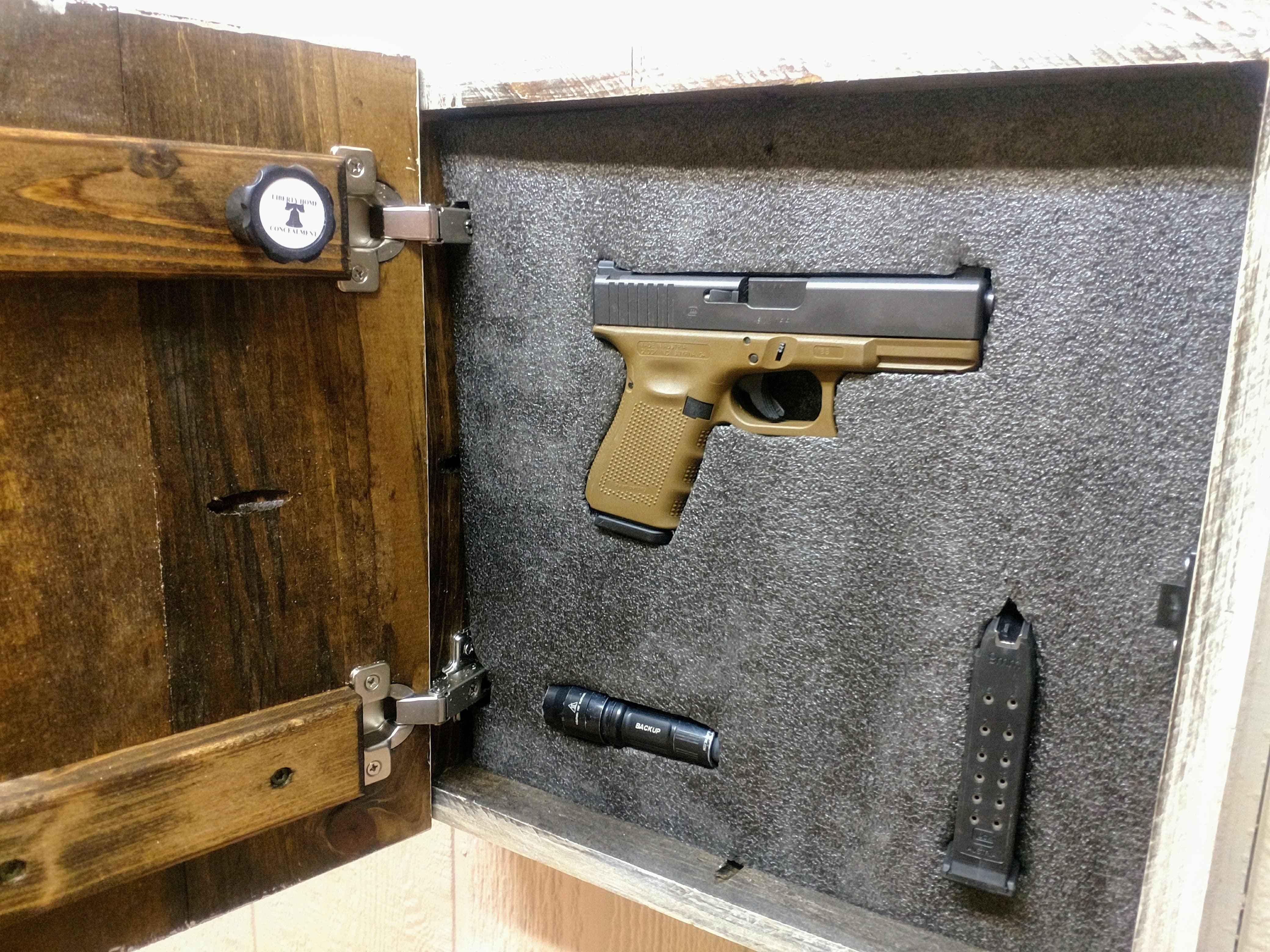 Wooden “I’m Your Huckleberry” Hidden Gun Cabinet (15” x 15”)– Liberty ...