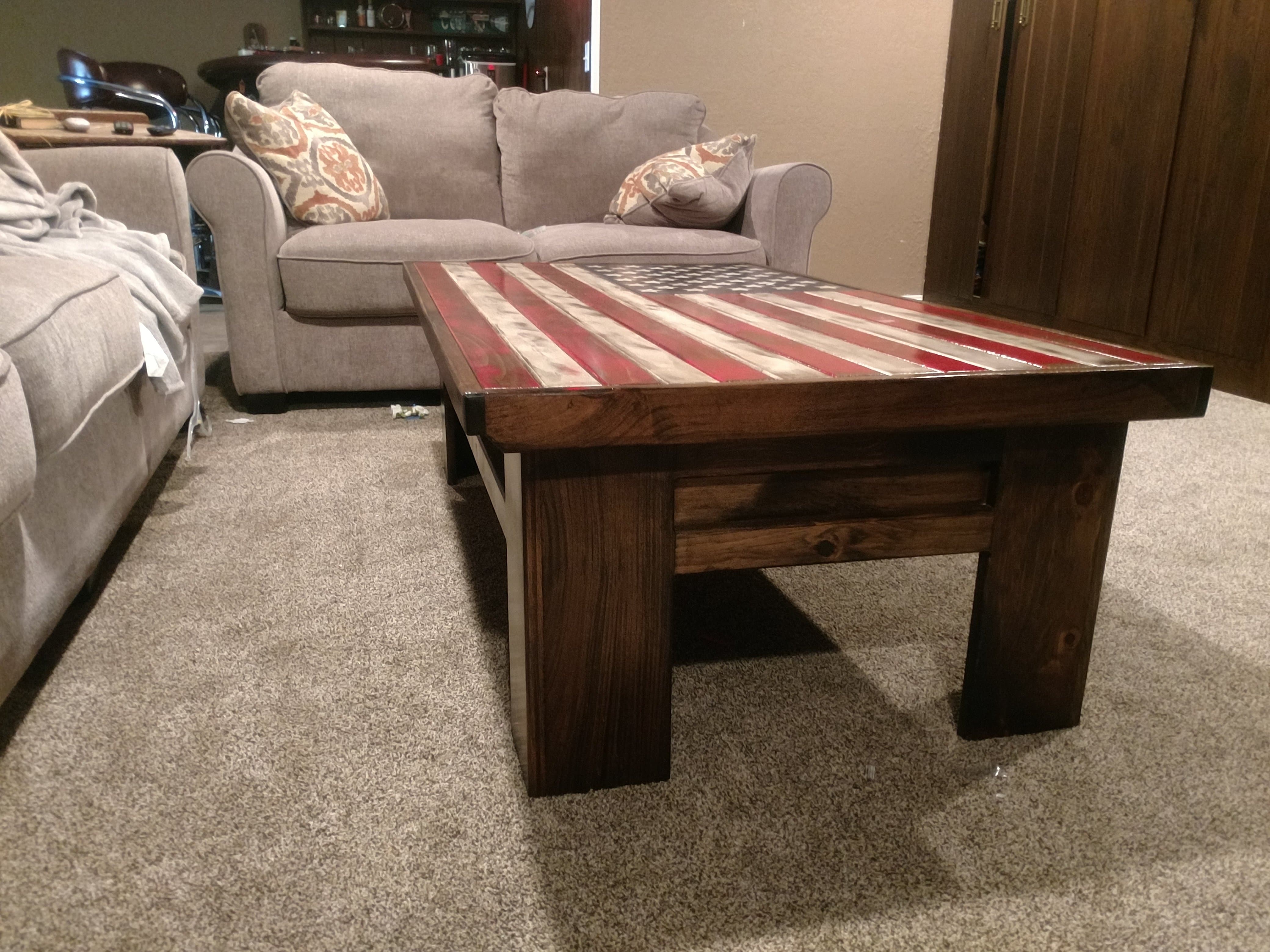 Rustic American Flag Gun Concealment Coffee Table– Liberty Home Concealment