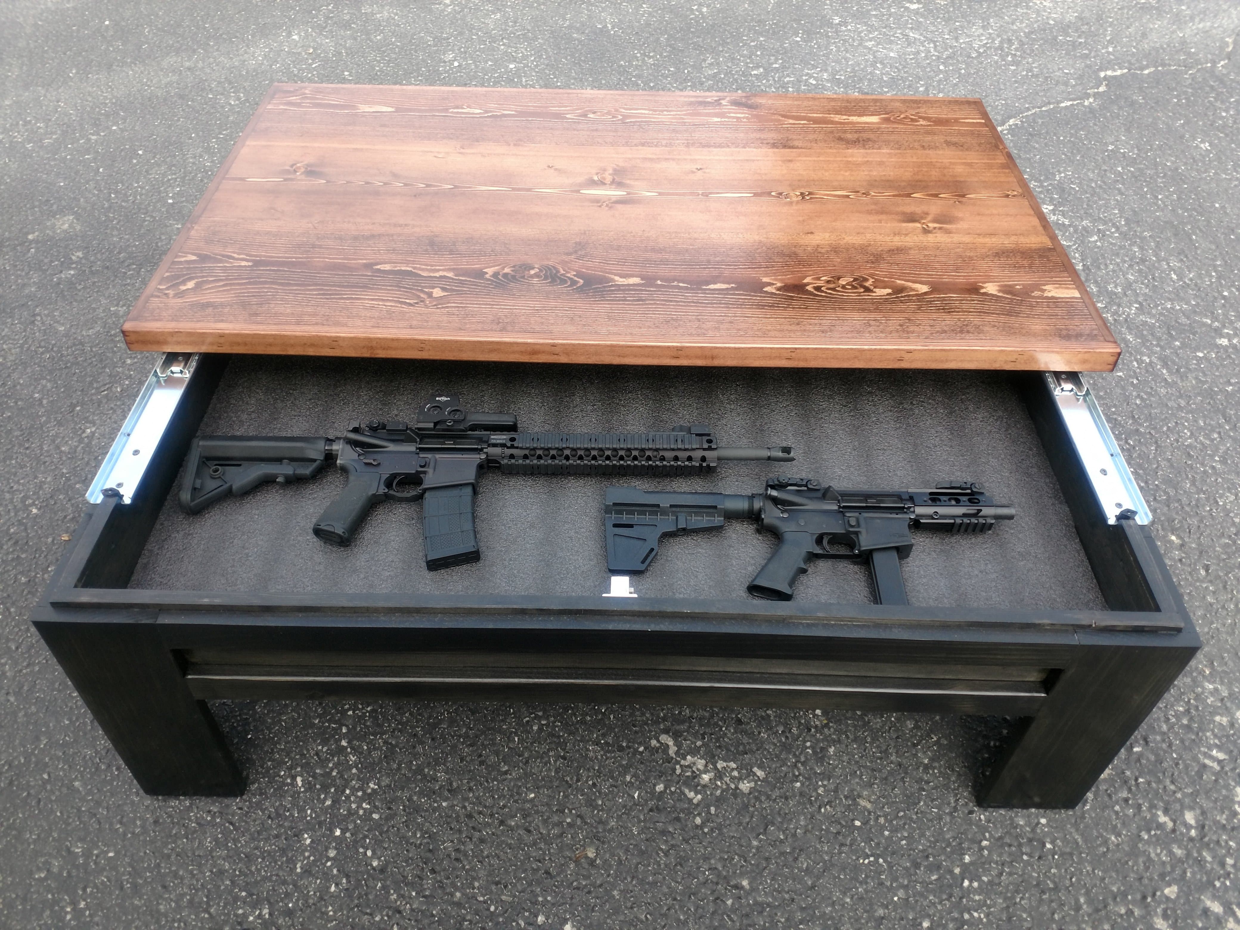 Modern Sliding Top Gun Safe Coffee Table– Liberty Home Concealment